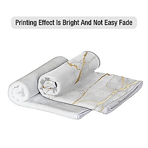 White Gold Marbling Hand Towels Soft Highly Absorbent Large Hand Towels 15 x 30inch Quick Dry Fingertip Towels Kitchen Dish Guest Towel Hand Face Towel Bathroom Towel