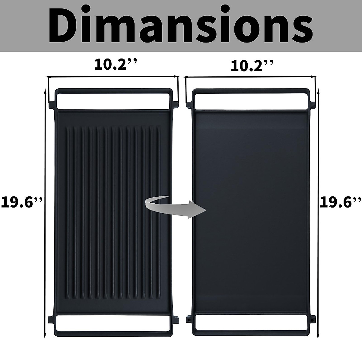 WB31X24998 WB31X24738 Griddle Replacement Parts For GE Stove Parts Top Griddle Plate, JXGRILL1 General Electric Gas Range Parts Reversible Cast Iron Center Griddle Flat Top Pan 1 Pack