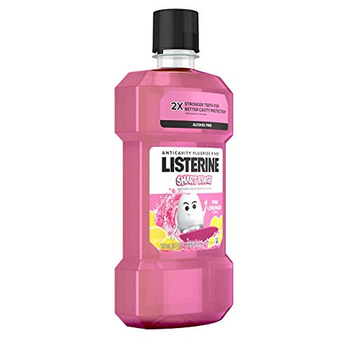 Listerine Smart Rinse Kids Fluoride Anticavity Mouthwash, Pink Lemonade Flavor, 500 mL (Pack of 2)