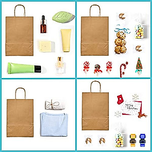 GSSUSA Kraft Paper Gift Bags 5.25x3.75x8 Paper Bags with Handles, Brown (20 Pcs), Bulk Kraft Gift Bag for Shopping, Craft, Grocery, Party, Retail, Lunch, Business, Wedding, Merchandise, Boutique