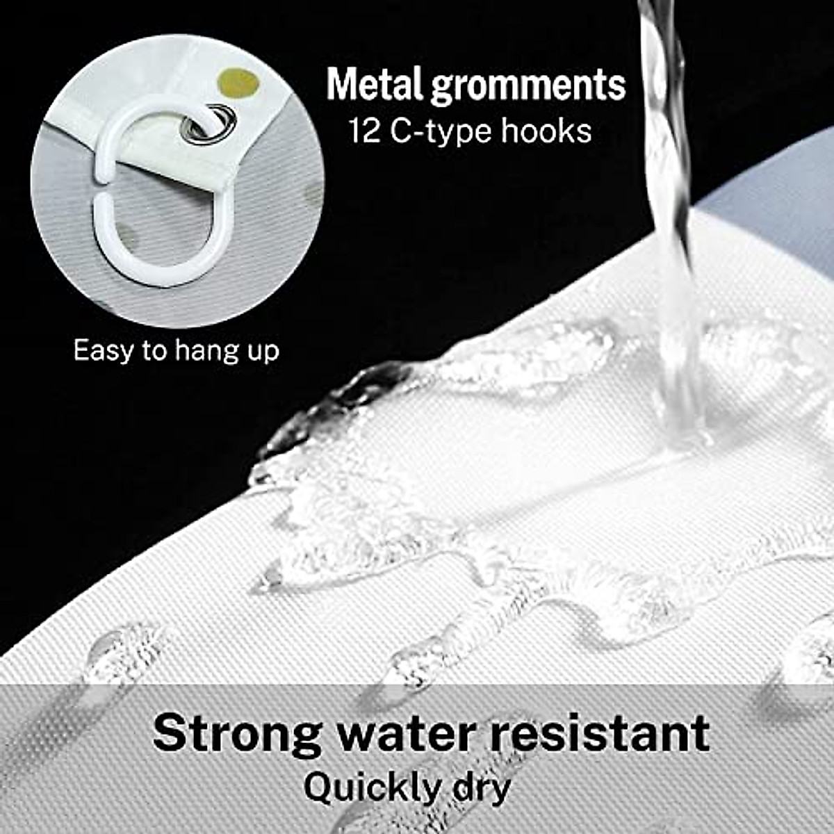 LQCOOL 4Pcs Dark Blue Gradient Shower Curtain Set,Golden Cubic Lines Bathroom Set Texture Bathroom Decor Set Modern Art Bath Accessories with Mats