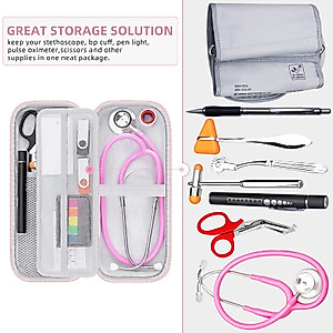 HESPLUS Stethoscope Case for MDF Acoustica/MD One, 3M Littmann Classic III/Lightweight II S.E/Cardiology IV Diagnostic/CORE Digital Stethoscopes, Includes Mesh Pocket for Nurse Accessories - Pink