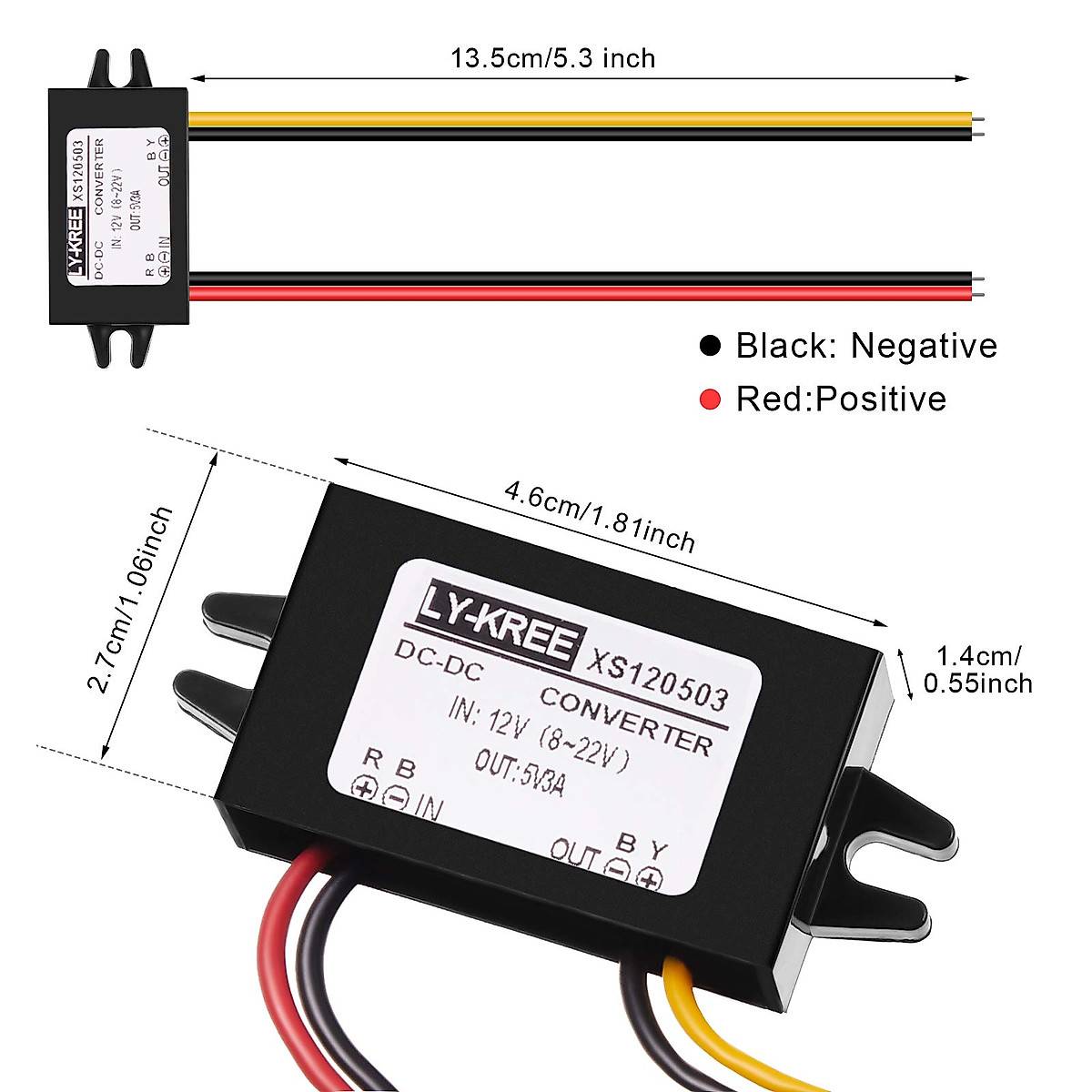 Weewooday Direct Current Converter 12v to 5v 3a 15w Buck Converter Module, Reduced Voltage Regulator Car Power Output Power Adapter, Wire Interface(3 Pieces)