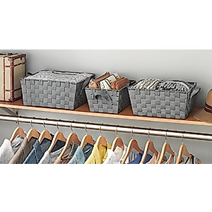 Whitmor Woven Strap Storage Baskets S/3-Gray