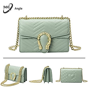 TAGDOT Fashion Metal Chain Small Shoulder Crossbody Bags for Women Handbag Purses Vegan Leather Clutches (Mint Green)