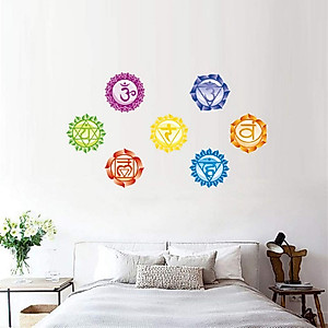 Maydahui Chakra Vinyl Wall Stickers (Set of 7 Pieces) Yoga Meditation Wall Decal Health Aum Symbol Art Mantra Meditation for Home Decoration Yoga Studio Decor Yogi