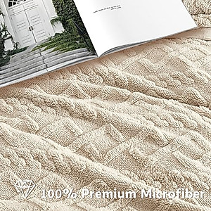 Topcee Beige Duvet Cover King Size-Tufted King Duvet Cover Set-Extremely Fluffy Soft Plush, 3 Pieces with Zipper Closure (1 Bedding Duvet Cover 104x90 inches and 2 Pillow Shams)