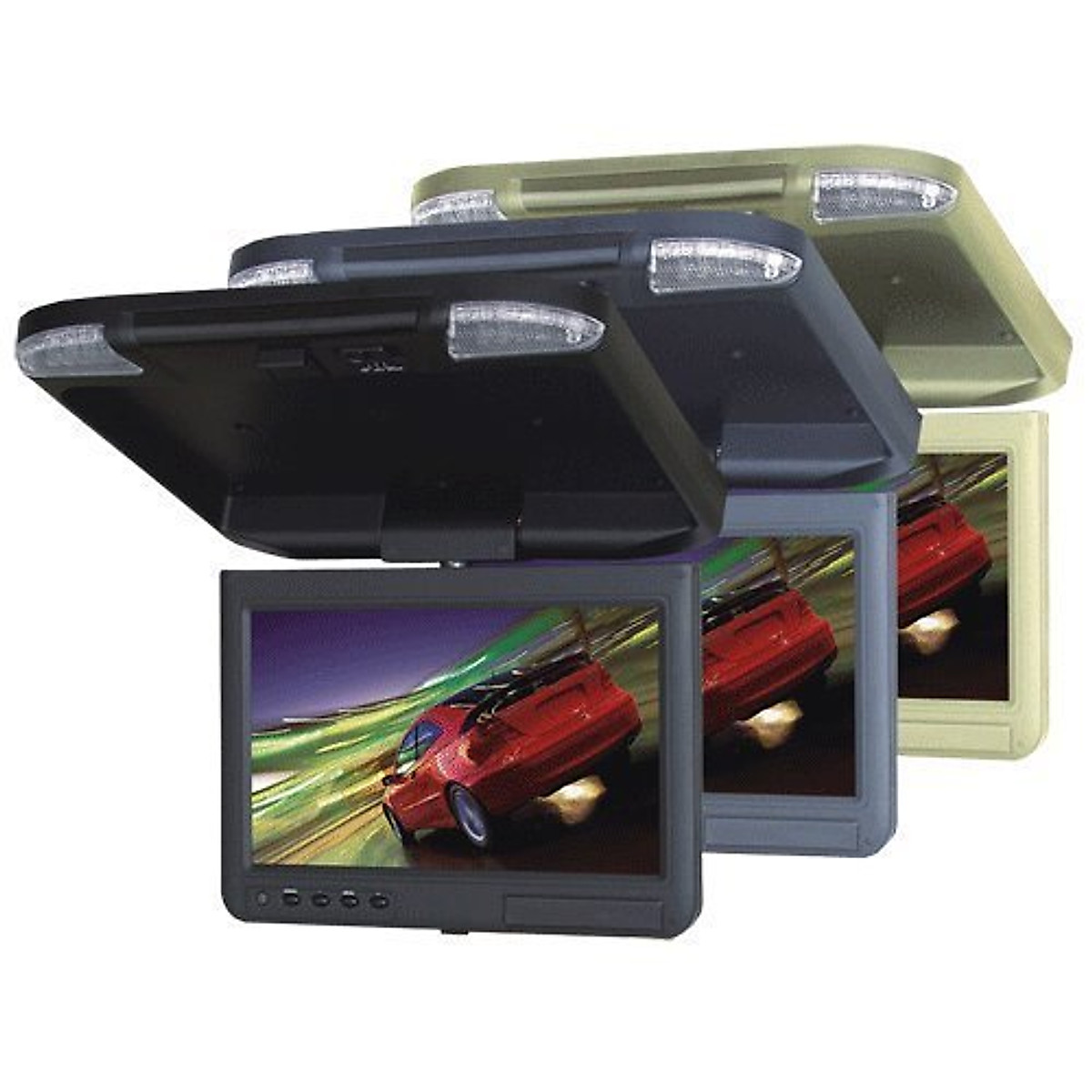 Absolute PFL1000IRC 10-Inch TFT-LCD Overhead Flip-Down Monitor with Built-in IR Transmitter and Remote (Cream)