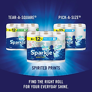 Sparkle® Pick-A-Size® Spirited Prints Paper Towels, 6 Double Rolls = 12 Regular Rolls