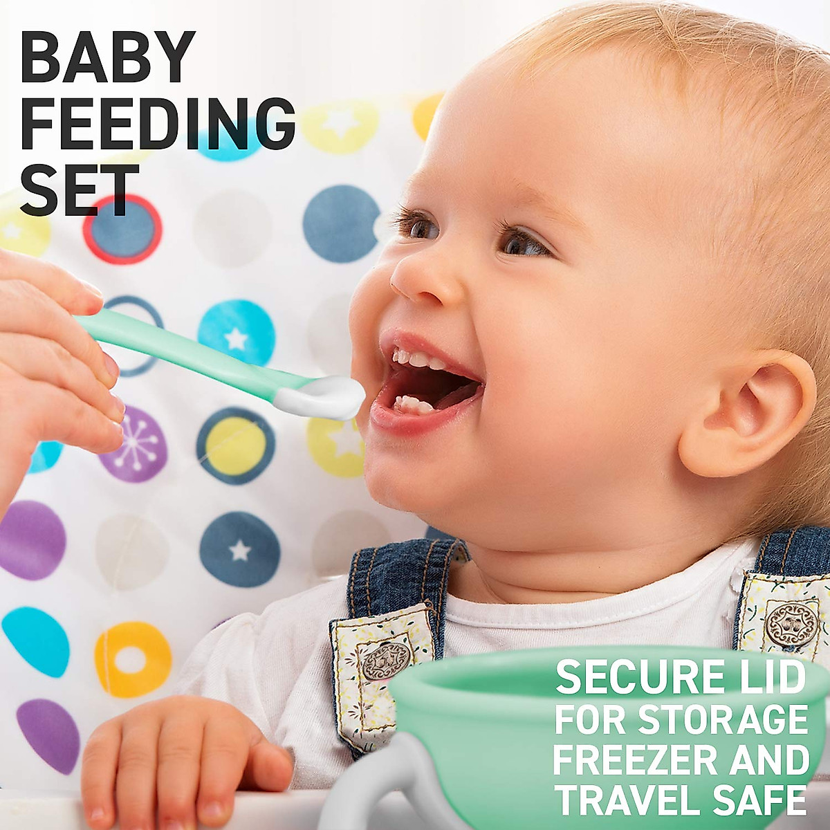 MONEE Baby Bowls and Baby Spoons. Baby Led Weaning Baby Feeding Set - Set Includes Baby Spoon, Baby Silicone Bowl and Secure Lid