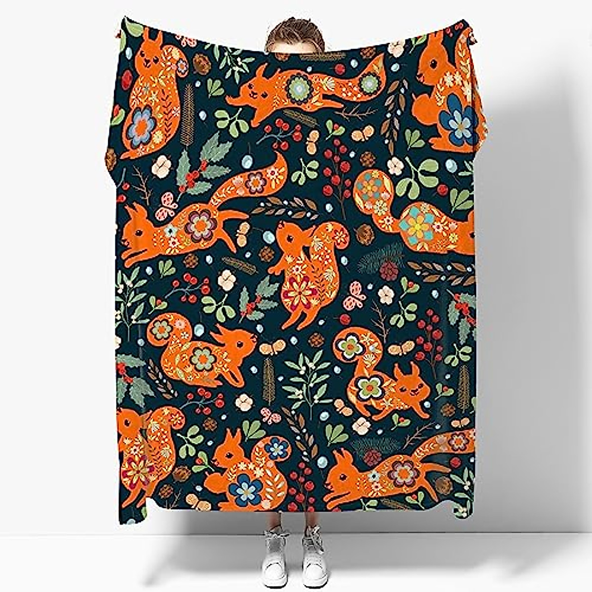 Squirrels Blanket Gift for Girl Women Blanket Super Soft Cozy Warm Throw for Couch Bed Sofa Office Decor All Season 50 * 40" S for Kid