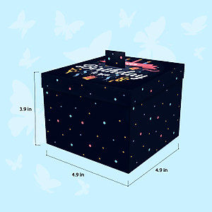 FETTIPOP DIY Butterfly Explosion Gift Box (Happy Birthday) 7.1x5.5x4.3 inches, Surprise Flying Butterfly Box Prank
