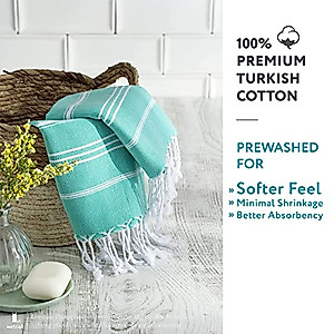 WETCAT Bundle: Turkish Bath Towel (38 x 71) and Turkish Hand Towels (20 x 30, Set of 2) - 100% Cotton, Prewashed for Soft Feel - Mint Green Decor & Mint Green Kitchen Accessories and Decor