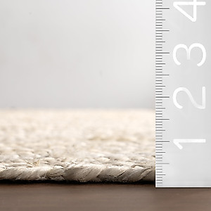 nuLOOM 9x12 Rigo Jute Hand Woven Area Rug, Off White, Solid Farmhouse Design, Natural Fiber, For Bedroom, Living Room, Dining Room, Hallway, Office, Kitchen, Entryway