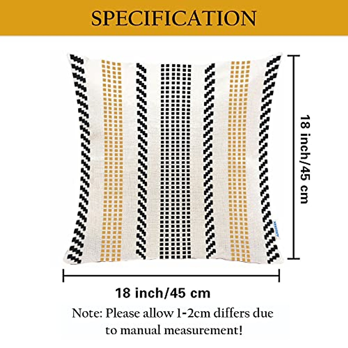 Neutral Beige Aesthetic Farmhouse Throw Pillow Covers Classic Striped Decorative Outdoor Waterproof Pillows Case,18x18 Inch Square Cushion Cover for Garden Patio Furniture Couch Tent Park Set of 2