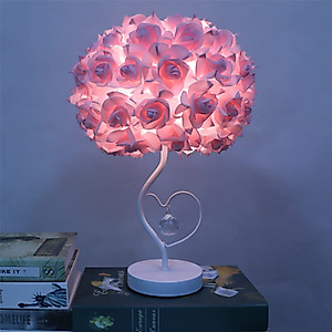 ZYLEIESENBAO Pink Desk lamp with Rose Flower Lampshade, Princess Table lamp Flower Lamp for Nightstand Pink Room Decor Aesthetic Bedroom Decor for Women Girls Christmas Dating Party Wedding Gifts