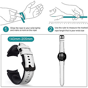 PU Leather Bands Compatible for Samsung Galaxy Watch 4 Band 40mm 44mm,20mm Adjustable Sport Replacement Watch Band Straps for Galaxy Watch 4 Classic Band 42mm 46mm Women Men, White