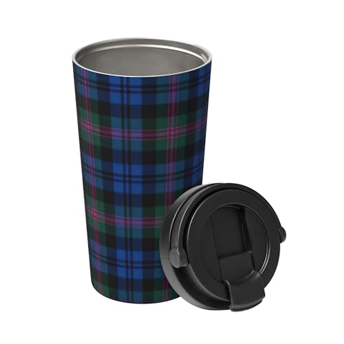 WANGXUEE Blue and Green Scottish Tartan Print 500ml Stainless Steel Travel Tumbler Double Wall Vacuum Insulated Coffee Mug