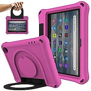 GUSARI Tablet PC case Kids Case Compatible with Kindle Fire DH 7 (2022),Fire DH 7",Shockproof Lightweight Dropproof Stand Handle EVA Tablet Case Tablet Cover (Color : Rose RED)