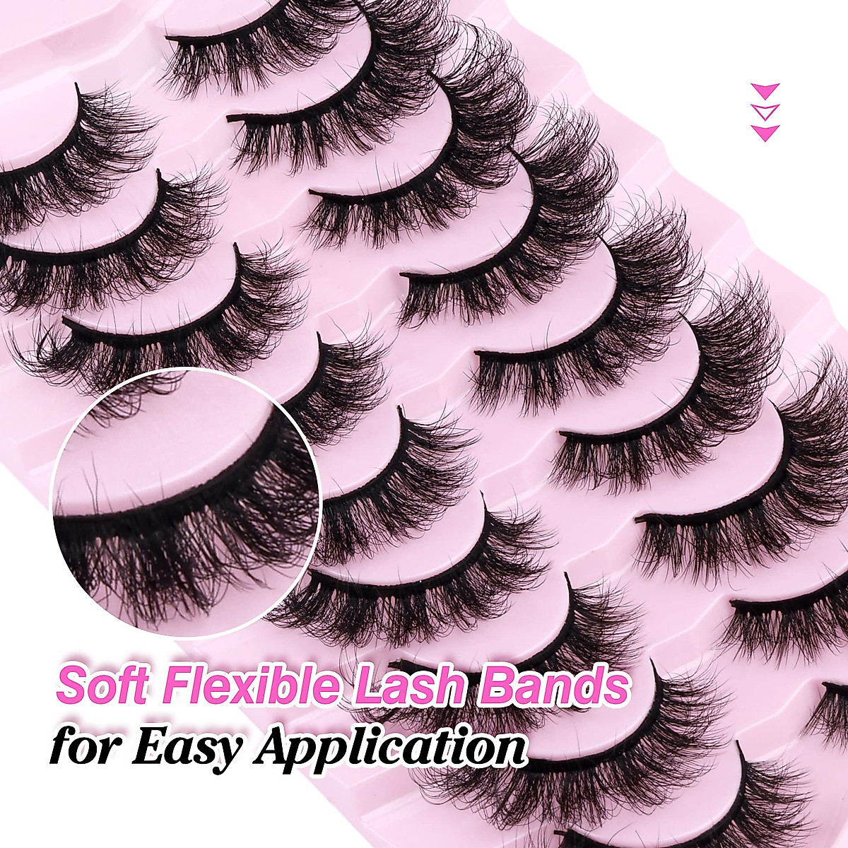 False Eyelashes Fluffy Wispy Mink Lashes 16mm Natural Full Volume Pestañas Cat Eye Lashes 9 Pairs by Yawamica Black