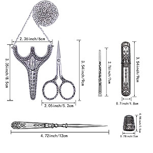 Embroidery Scissors, Stainless Steel Safety Scissors,Thread Cutter with Sheath, Sewing Needle Case,Awl,Thimble for Sewing, Cutting,Art Work,Embroidery, Needlework
