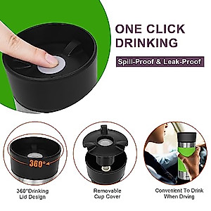 Travel Coffee Mug Spill Proof,Upgraded 17 Oz Travel Mug with 360°Drinking Lid,Double Wall Vacuum Insulated Coffee Travel Mug Stainless Steel Tumbler Thermal Coffee Mugs for Hot and Cold Drinks(Green)