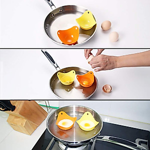 Winkeyes 4pcs Silicone Egg Poacher Cups Poach Pods Work with Egg Poacher Pan, Cookware, Boiler Steamer, Microwave