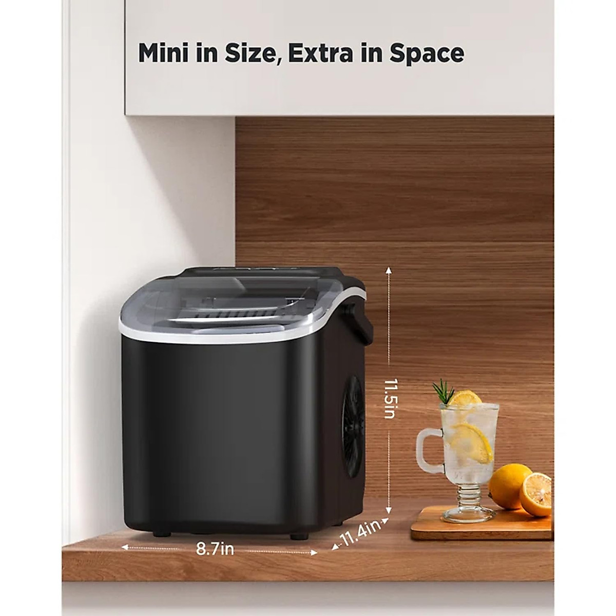 Ice Makers Countertop,9 Cubes Ready in 6 Mins,26lbs of Bullet-Shaped Ice in 24Hrs,Self-Cleaning Ice Machine with Ice Shovel and Basket,Portable Ice Maker Machine for Home Kitchen Office Bar Party