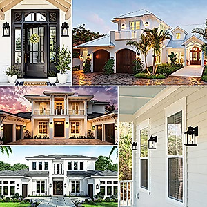 2-Pack Motion Sensor Outdoor Wall Lanterns, Waterproof Dusk to Dawn Outdoor Wall Sconces, Motion Activated Patio Wall Light Fixtures, Clear Glass Porch Lights Wall Mount for Entryway Doorway Garage