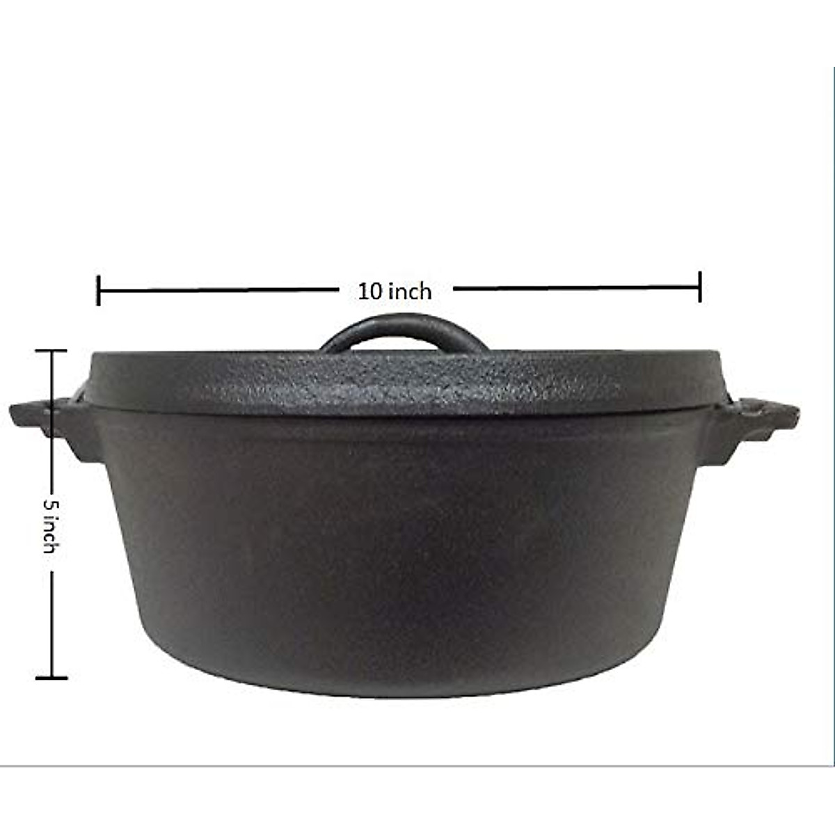 Cuisiland Cast Iron Lip Lid Flat Bottom Dutch Oven 4.5 Quarts