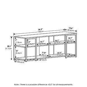 Furinno Camnus Modern Living Entertainment Center Stand with Metal Frame Support for TVs up to 65 Inch, Solid White/White