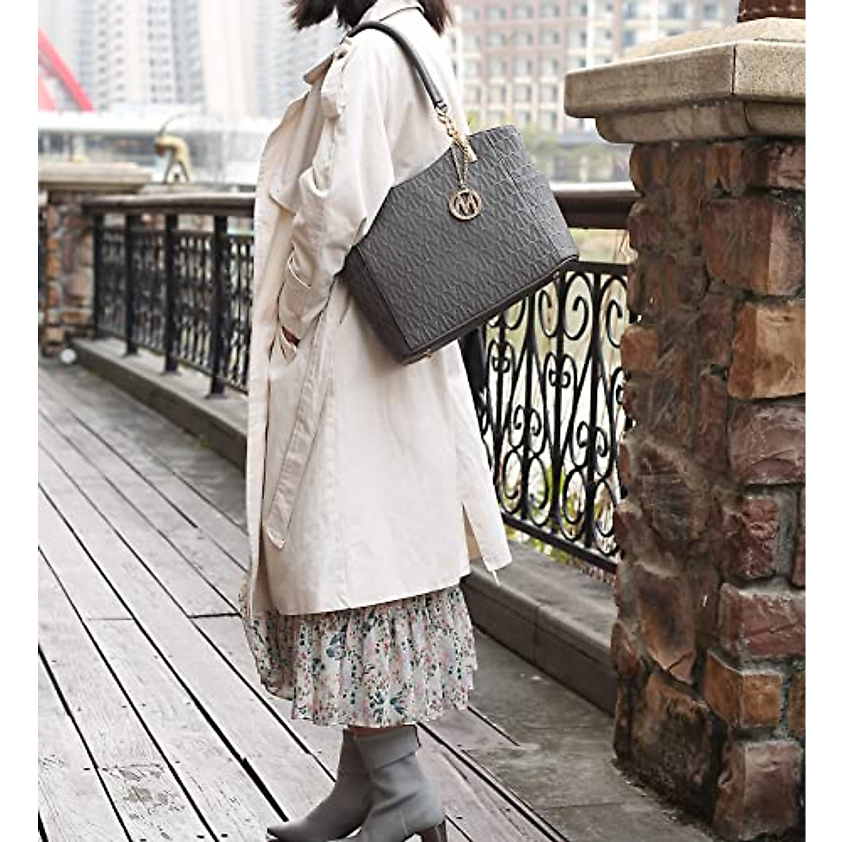 Mia K Collection Shoulder Handbag for Women: Vegan Leather Satchel-Tote Bag, Top-Handle Purse, Ladies Pocketbook Mustard