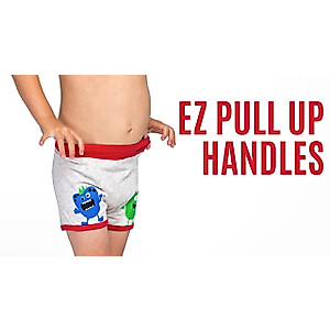 Ez Undeez Boys Boxer Briefs Toddler Training Underwear Easy Pull Up Handles (4 Pack) (2-3 years, Camo-Monkey-Lion)