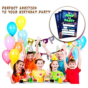 ONDTOM Jump Trampoline Birthday Party Invitations With Envelopes(4" x 6")- 20 Pack - Bounce House Party Invites-c06