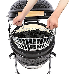 Unidanho Ash Pan and Charcoal Basket Kit for Big Green Egg, 14 Inches Stainless Steel Charcoal Basket & Stainless Steel Ash Tool Kit for Big Green Egg Large, Charcoal Smoker Wood Burning Stove