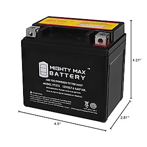 Mighty Max Battery YTZ7S - 12 Volt 6 AH, 130 CCA, Rechargeable Maintenance Free SLA AGM Motorcycle Battery