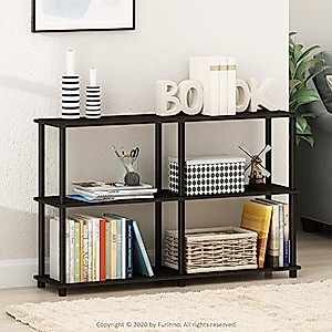 Furinno Turn-N-Tube 3-Tier Double Size Storage Display Rack, Espresso/Black