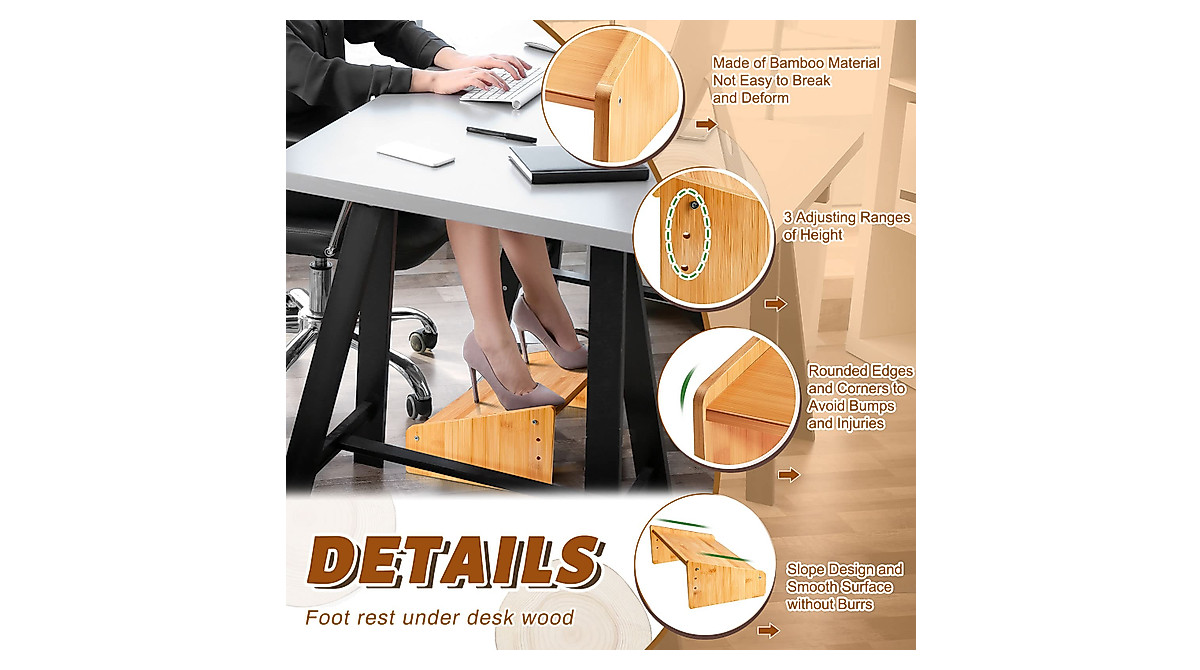 Adjustable Wooden Foot Rest for Comfortable Work