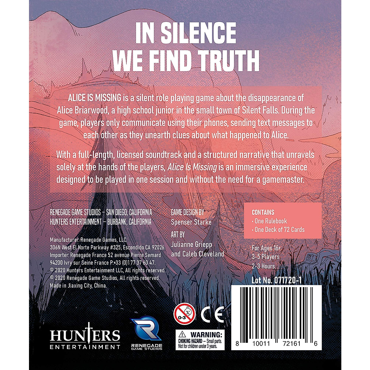 Renegade Game Studios Alice is Missing- A Silent Role Playing Game, 3-5 Players, 2-3 Hours, Ages 16+