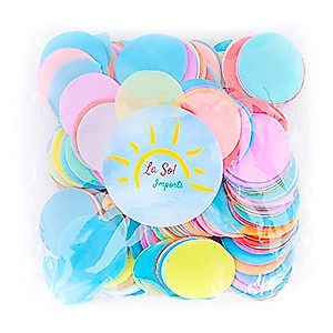 La Sol Imports Round Pastel Tissue Confetti Circle Dots Rainbow Confetti for Party Table Wedding Celebrations Multicolor Biodegradable Paper Tissue 1 inch Circles 1.4 Oz 1.4 Ounce Pack of 1