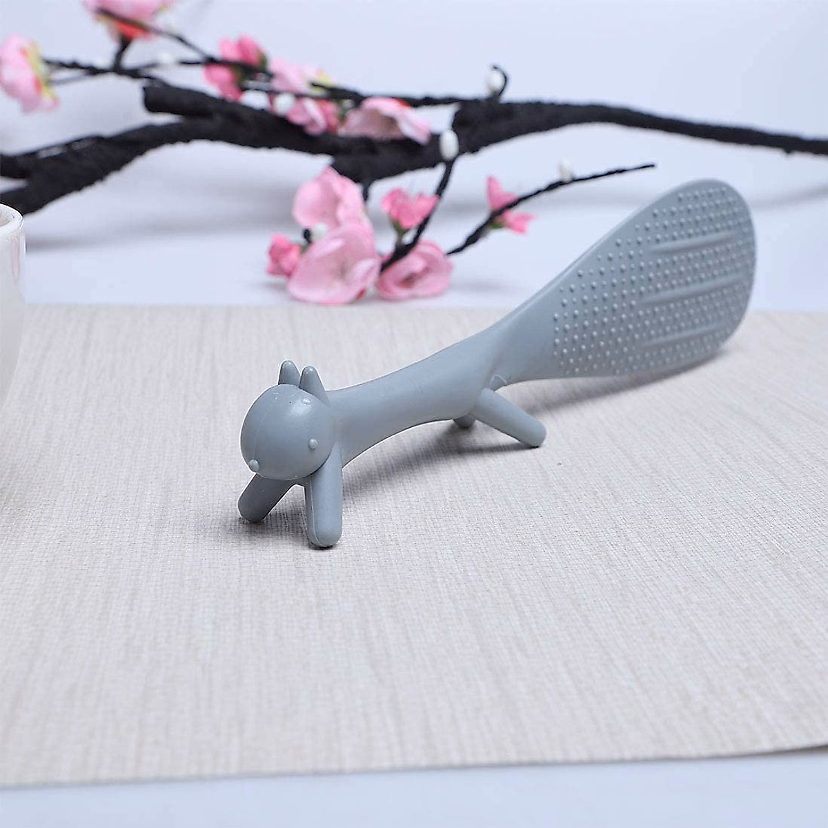 Plastic Squirrel Shaped Non Stick Rice Paddle Spoon Gray