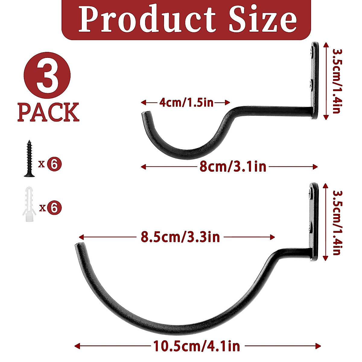 AQAREA Wall-Mounted Wine Hook: Hanging Wine Bottle Wall Holder - Set of 3 Metal Wall Red Wine Rack Hooks