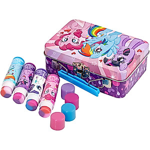 My Little Pony 4 Pack Vegan Lip Balm with Collectible Tin Case for Girls, Ages 3+
