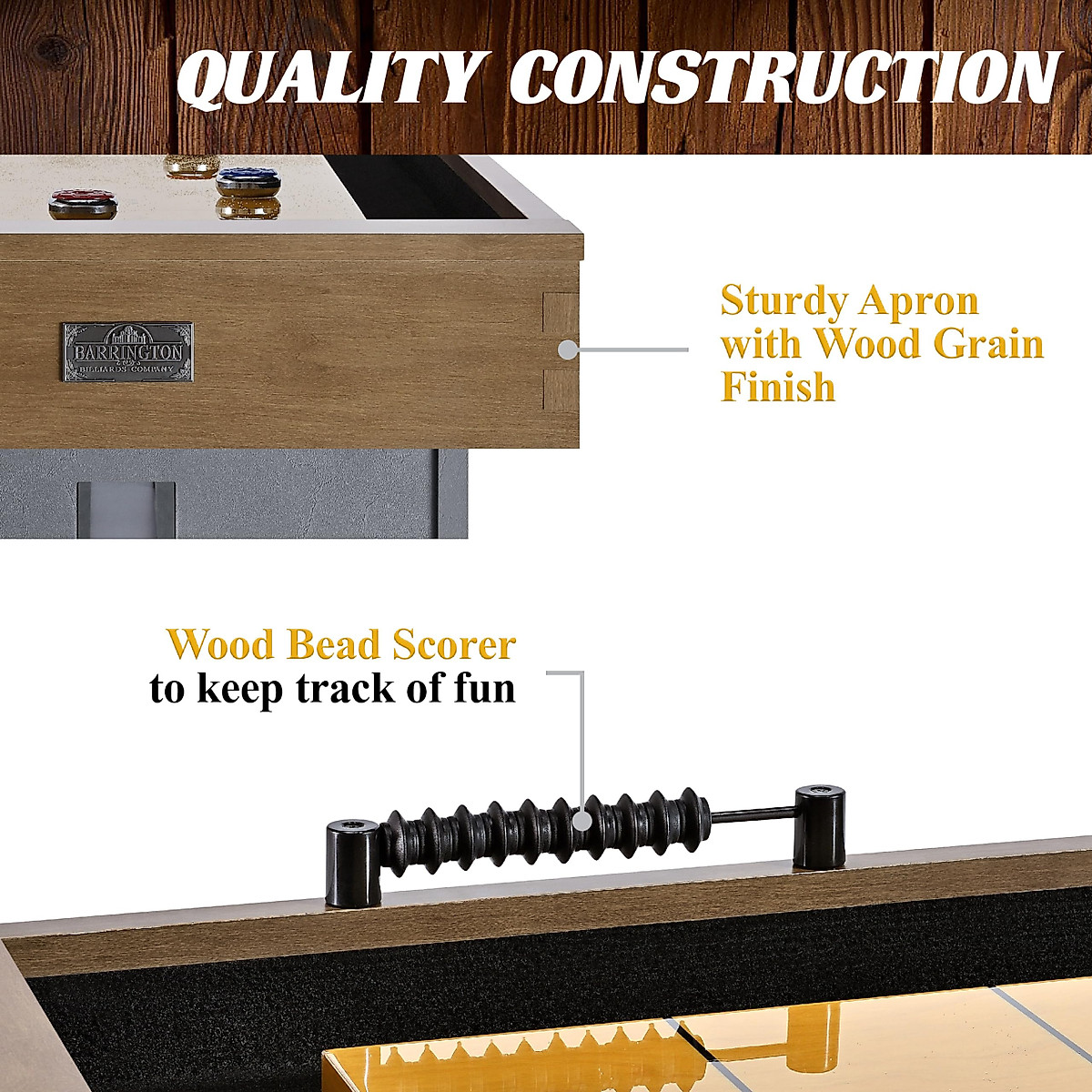 Barrington Billiards 9' Urban Shuffleboard Table with Scratch-Resistant Playfield and 8 Puck Set