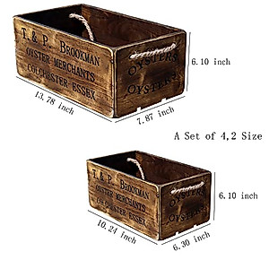 LEKUAIJIA Wood Nesting Storage Crates with Handle (4 drak brown)