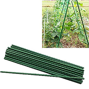 Arlai 45cm/1.48 Ft Garden Stakes, Plastic Coated Steel Plant Stakes Sturdy Tomato Stakes, Pack of 25