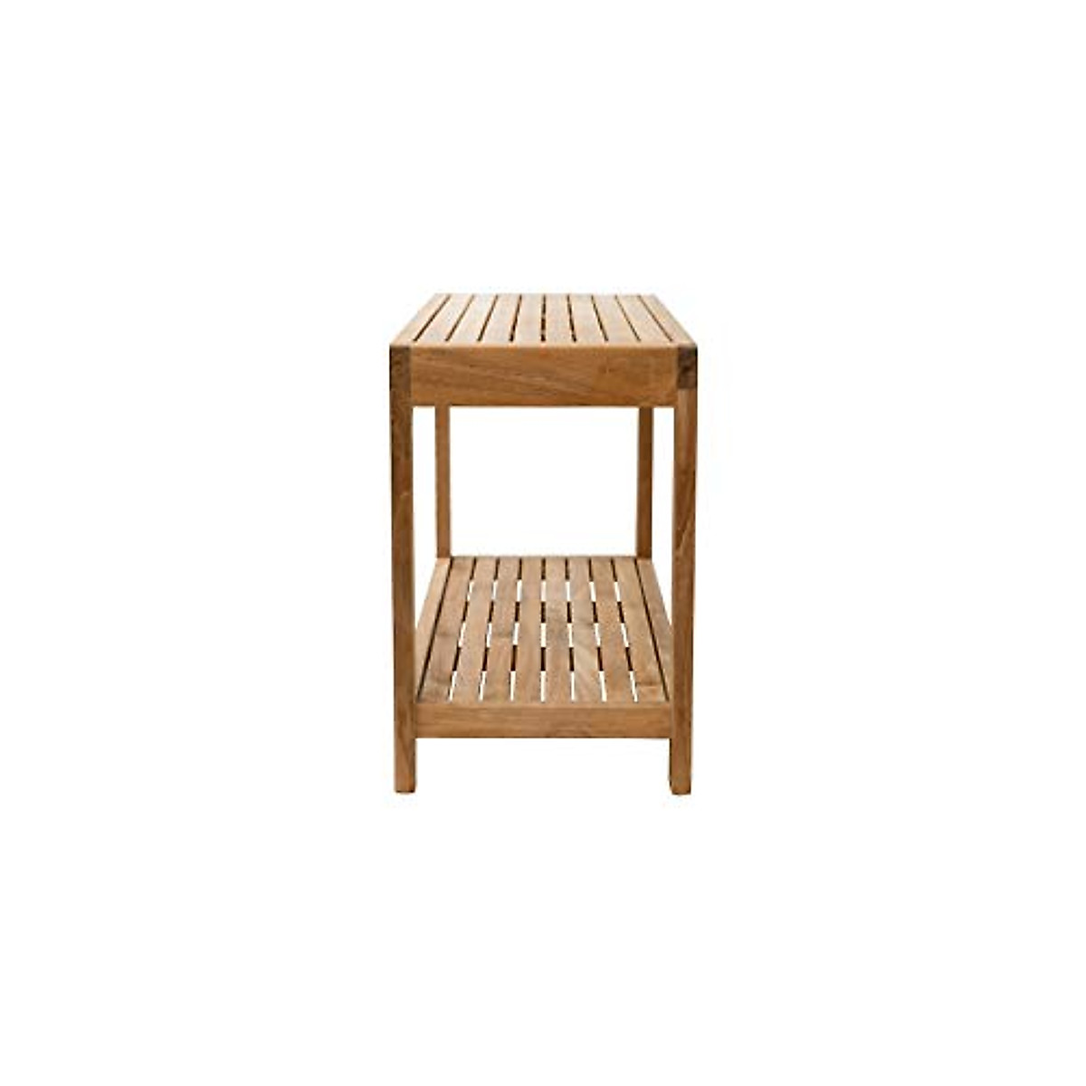 NORDIC STYLE TEAK Wood Shower Stool and Spa Bench with Shelf, Teak Shower Bench for Indoor and Outdoor Use, Teak Storage Bench, Teakwood Shower Bench, Natural Teak Finish, 35"