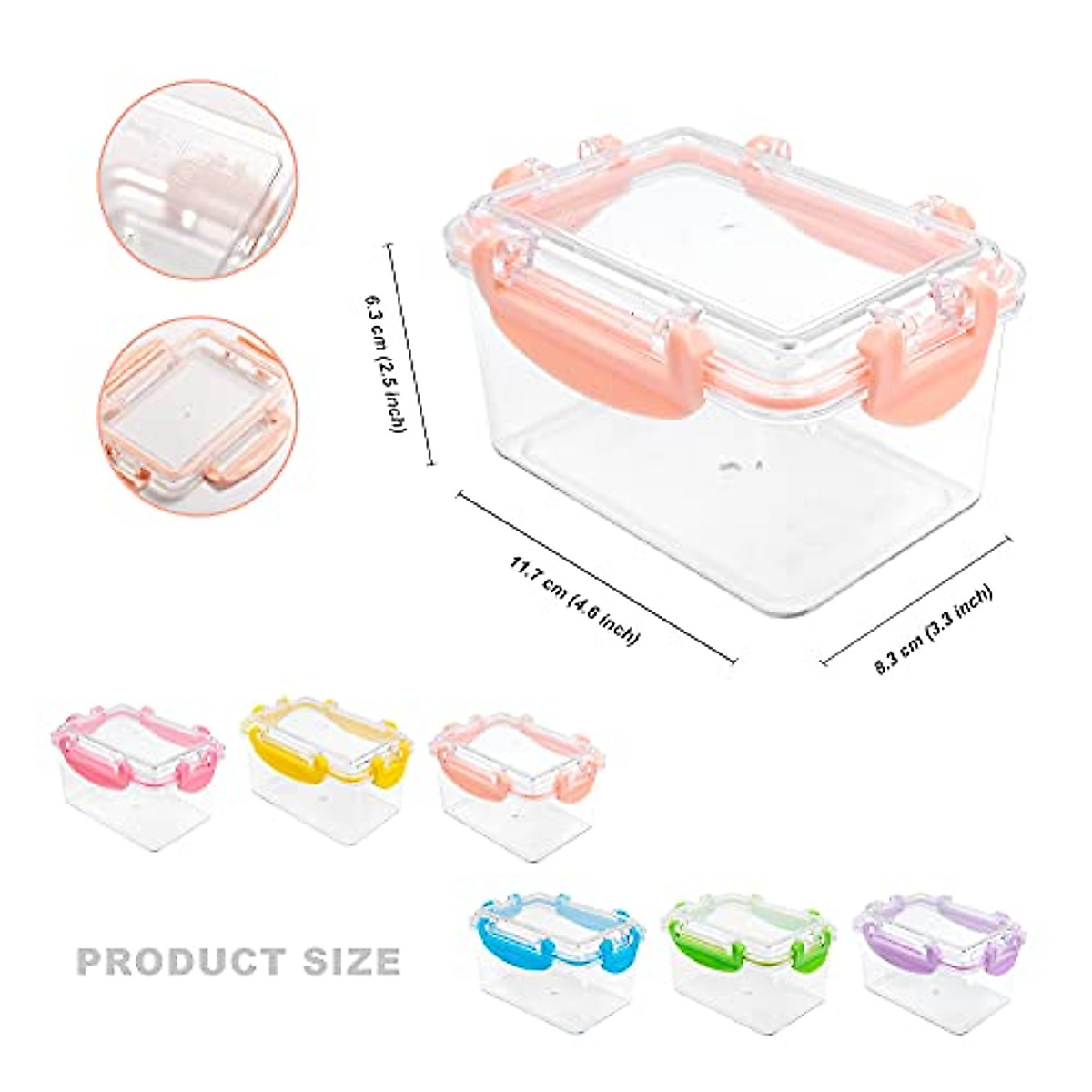 Small Plastic Box, Stackable Mini Plastic Storage Box with Lid, Clear Plastic Organizer Container for Jewelry Beads Small Crafts Items Accessories - 6 Pack
