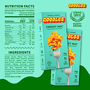 Goodles Cheddy Mac & Cheese 12 Pack, 6oz - 14g Protein, 6g Fiber with Prebiotics, 21 Nutrients and Made w/REAL Cheese! | Clean Label Certified
