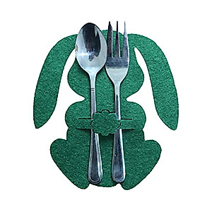 4Pcs Easter Cutlery Bag Set Festive Party Cutlery Decoration Bag Cutlery Decoration PZ3